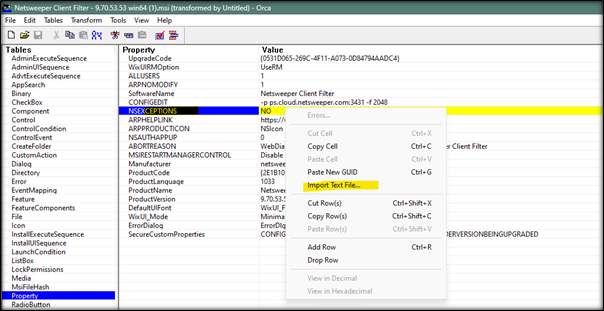 How To Create Mst File Using Orca Msi Editor Netsweeper 9218