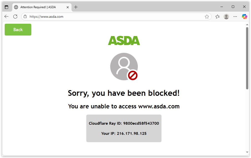 Cloudflare sites blocked by Cloudflare - "Sorry, you have been blocked ...